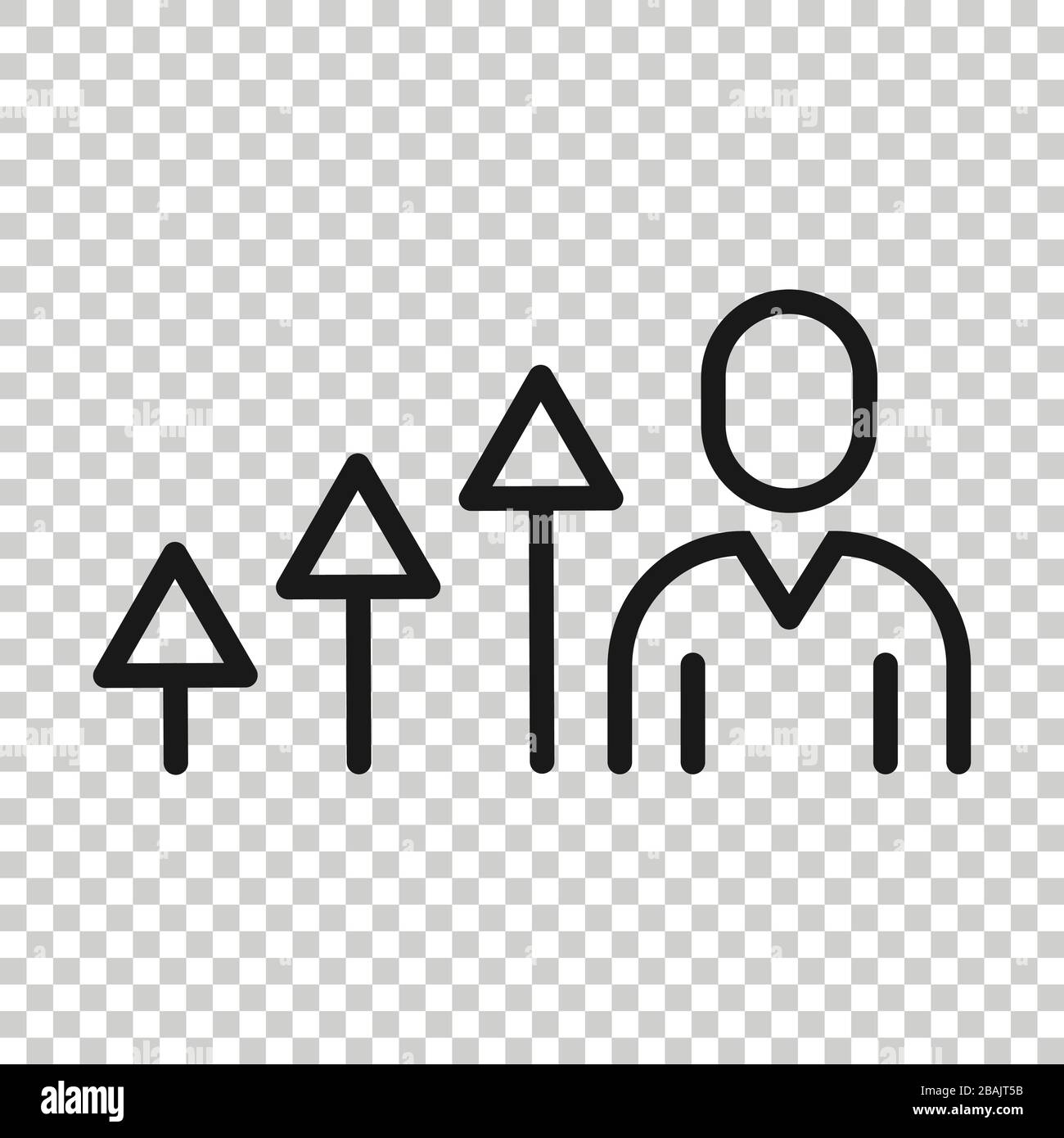 People with growth arrow icon in flat style. Work strategy vector ...