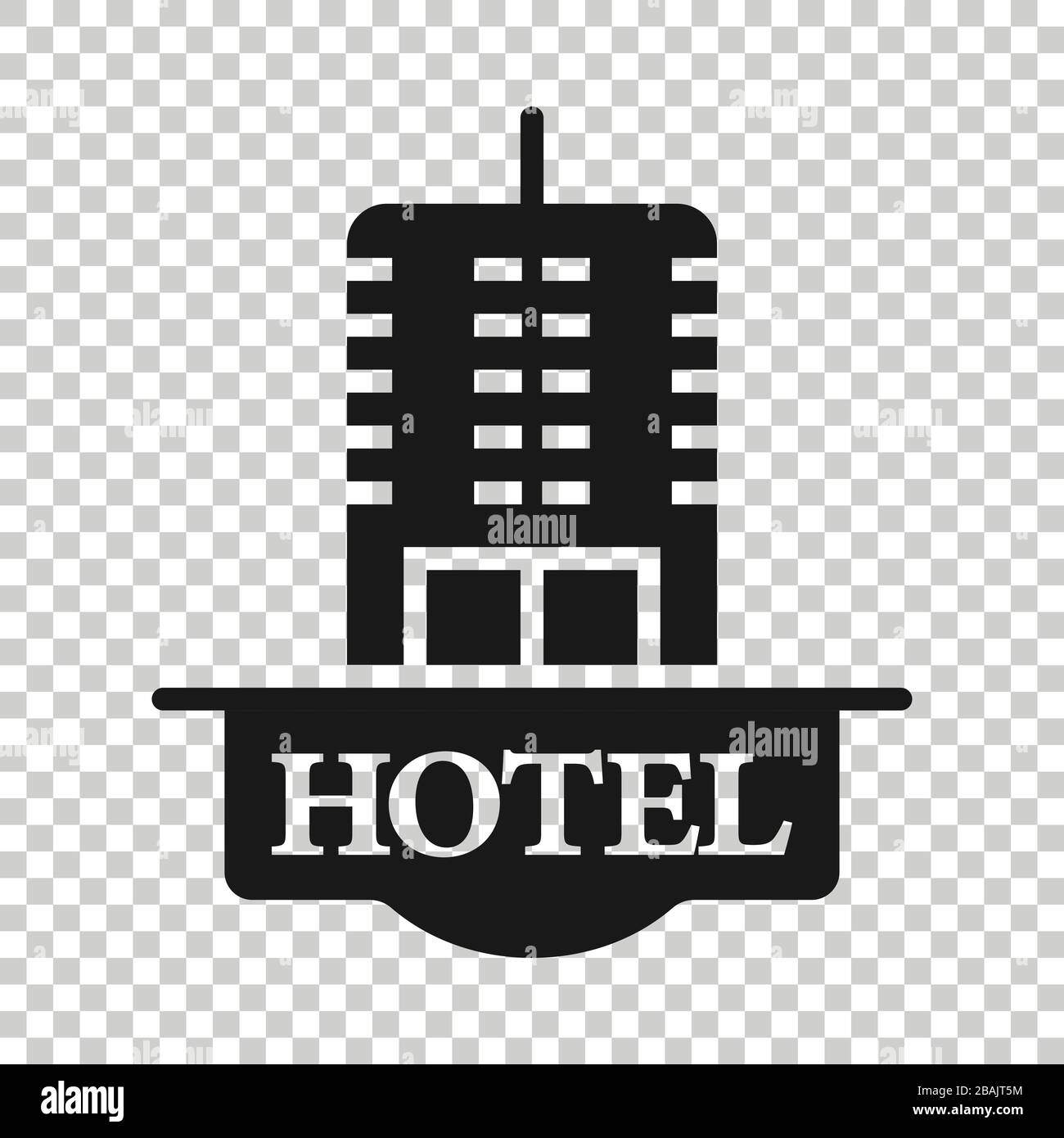 Hotel sign icon in flat style. Inn building vector illustration on ...