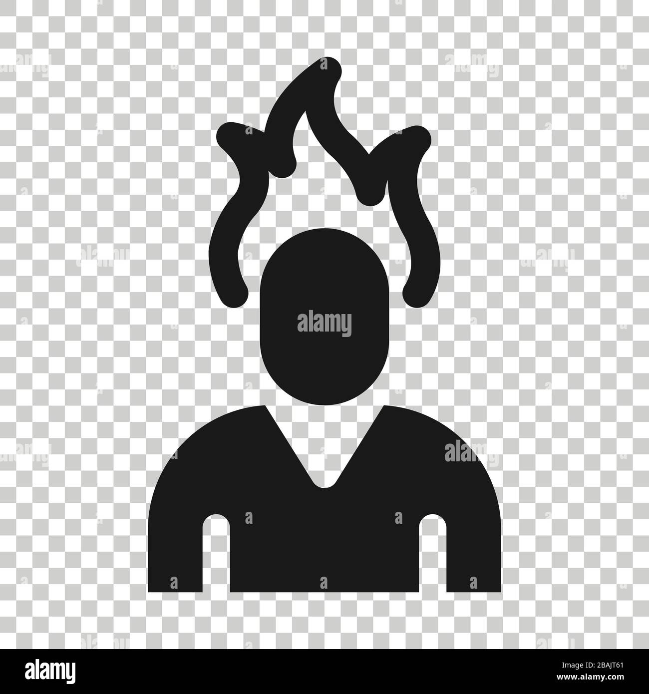 People with flame head icon in flat style. Stress expression vector ...