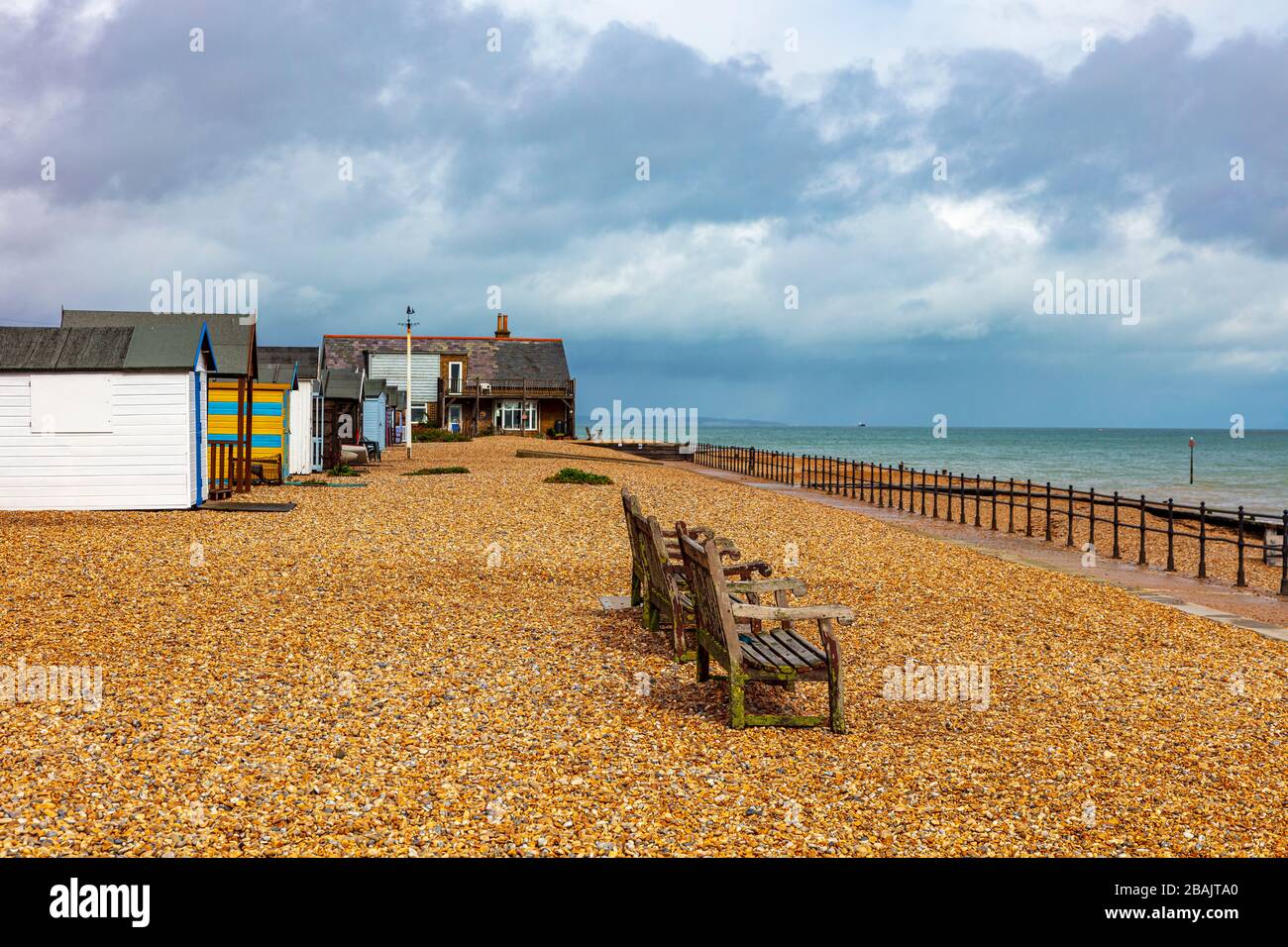 The attractive beach of Kingsdown, between Deal and Dover with views of ...