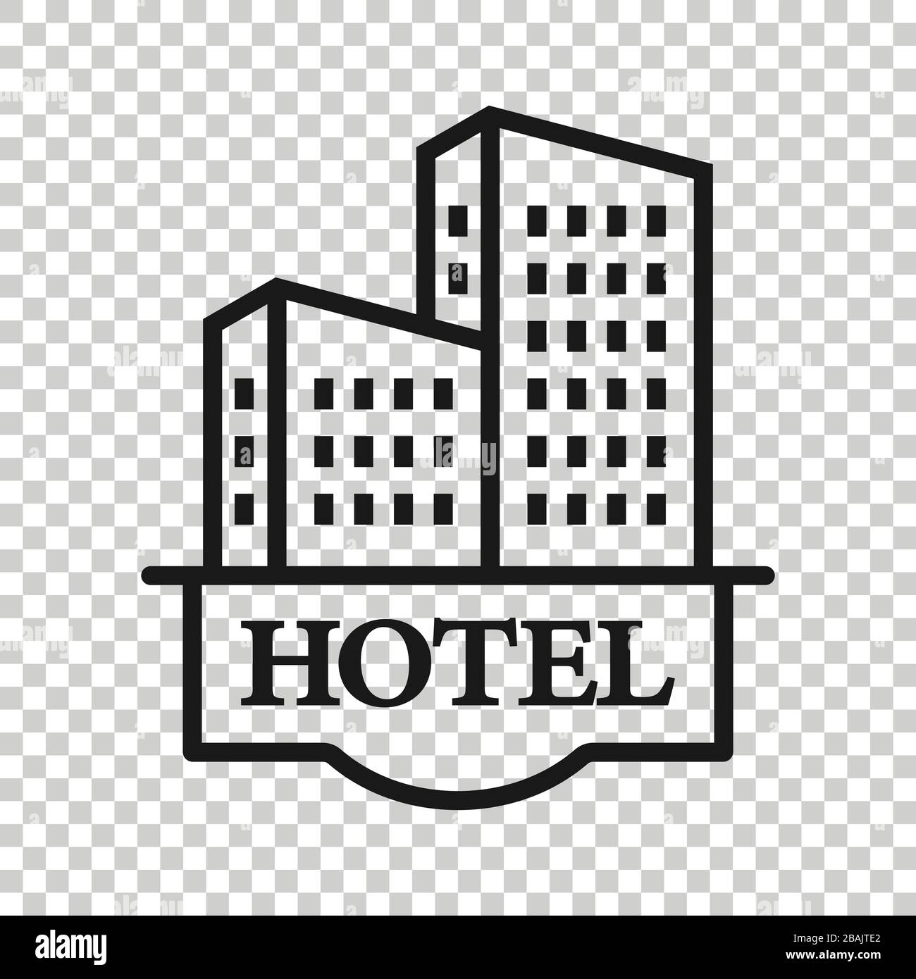 Hotel sign icon in flat style. Inn building vector illustration on ...