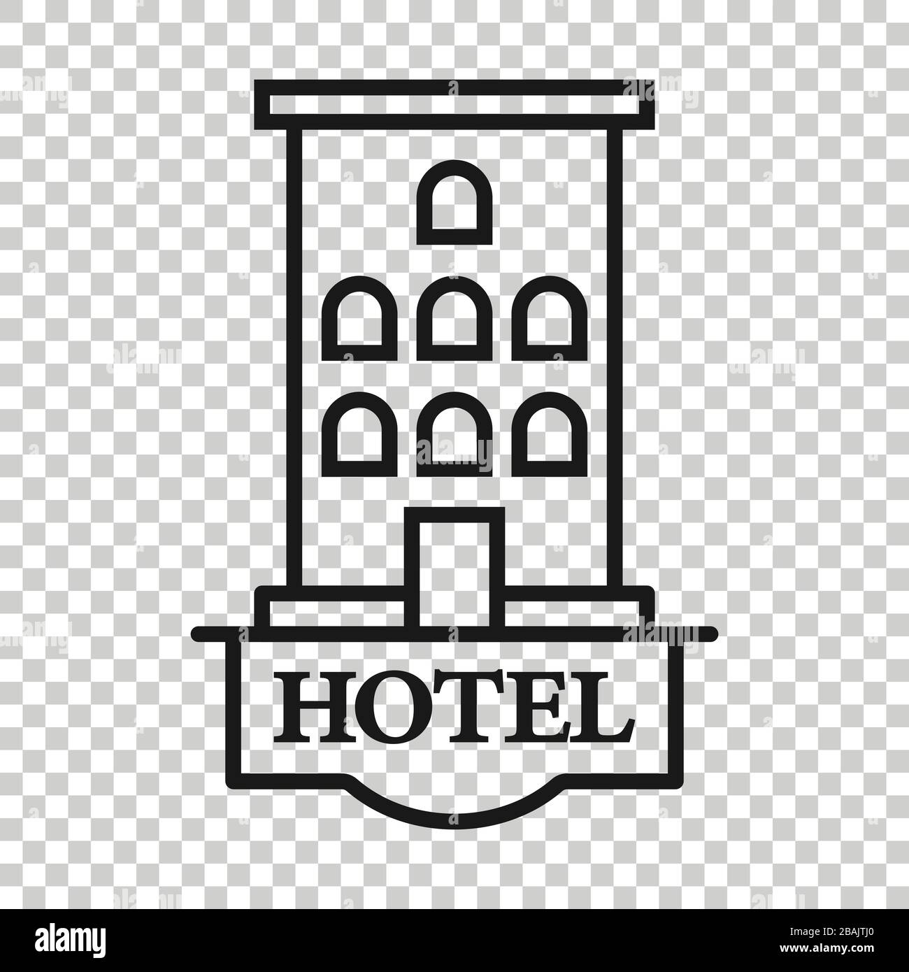 Hotel sign icon in flat style. Inn building vector illustration on ...