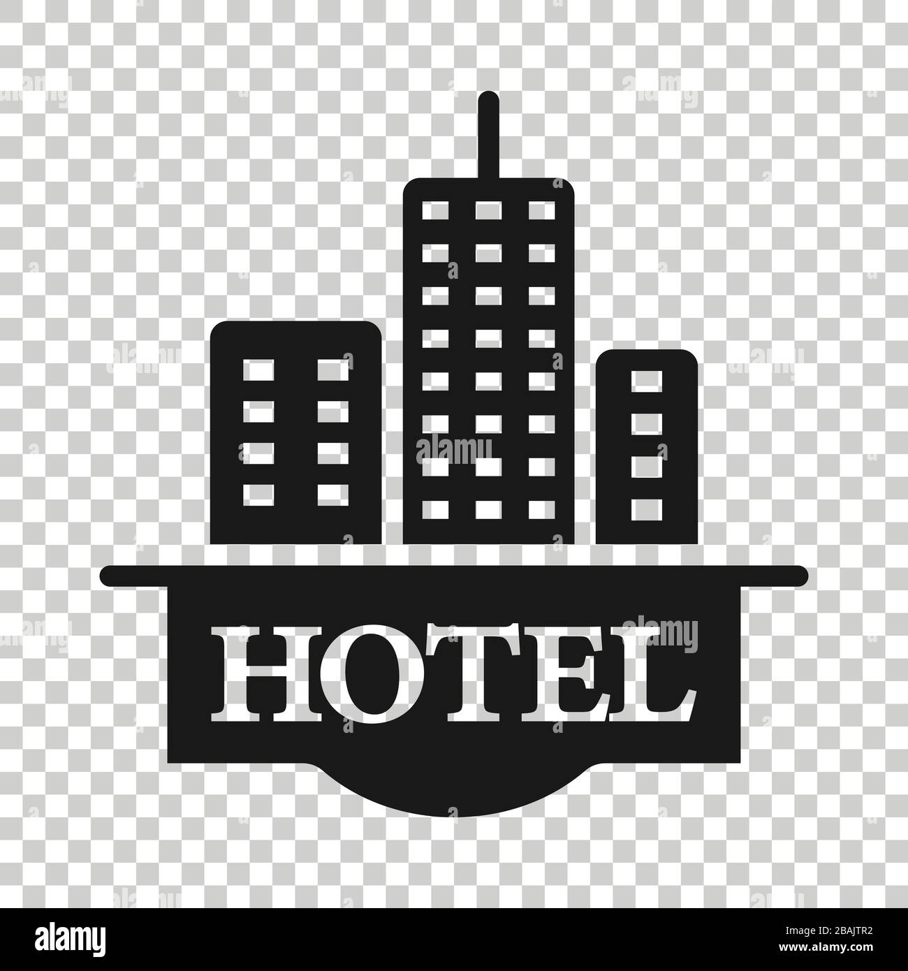 Hotel sign icon in flat style. Inn building vector illustration on ...