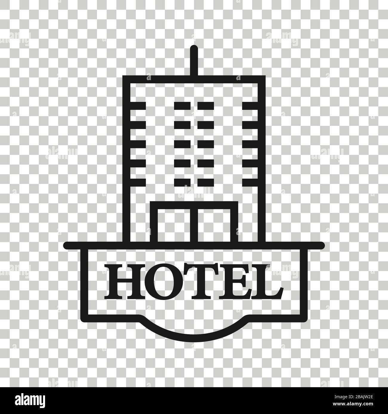 Hotel sign icon in flat style. Inn building vector illustration on ...