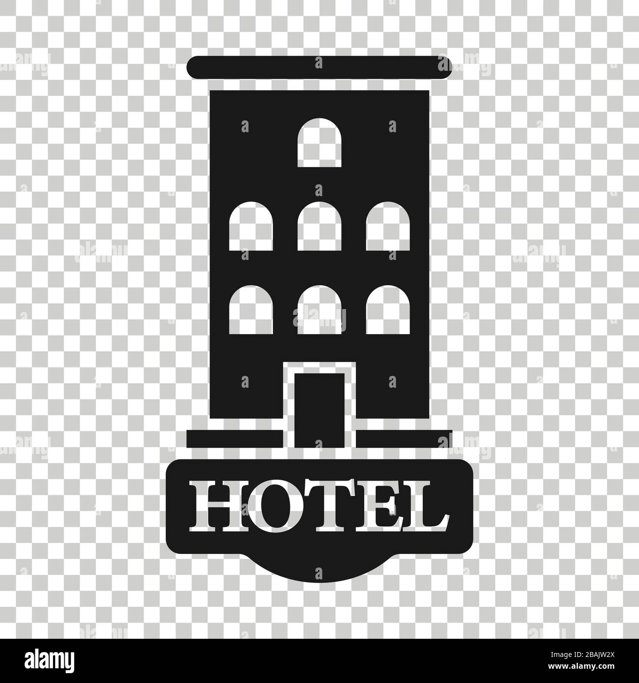 Hotel sign icon in flat style. Inn building vector illustration on ...