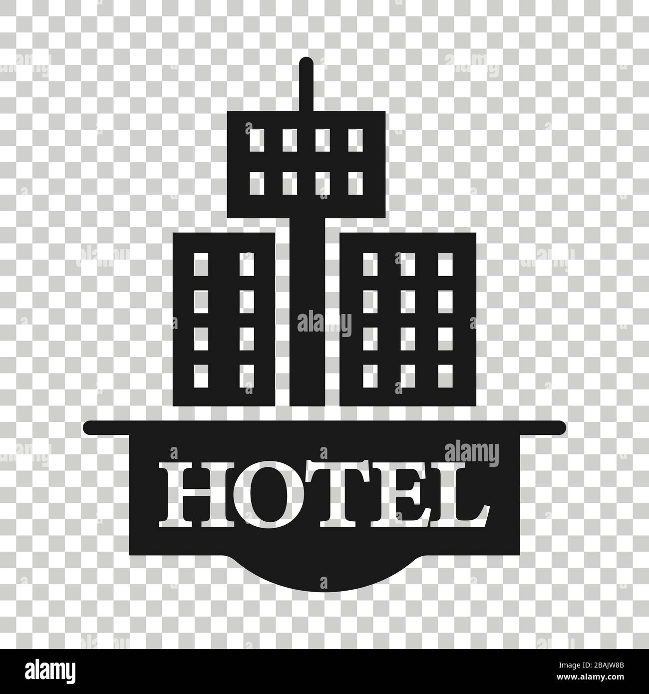 Hotel sign icon in flat style. Inn building vector illustration on ...