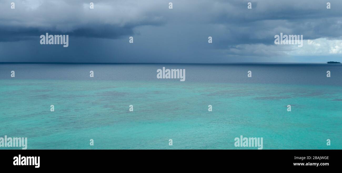 Tropical angry dark blue rain storm is approaching quickly over Indian ...