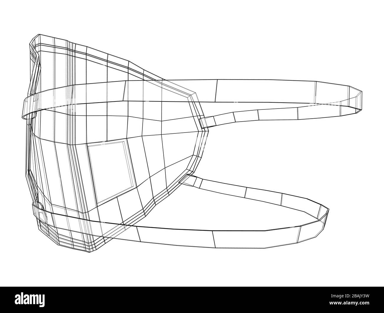 Medical surgical mask. Blueprint style. Vector rendering from 3D model ...