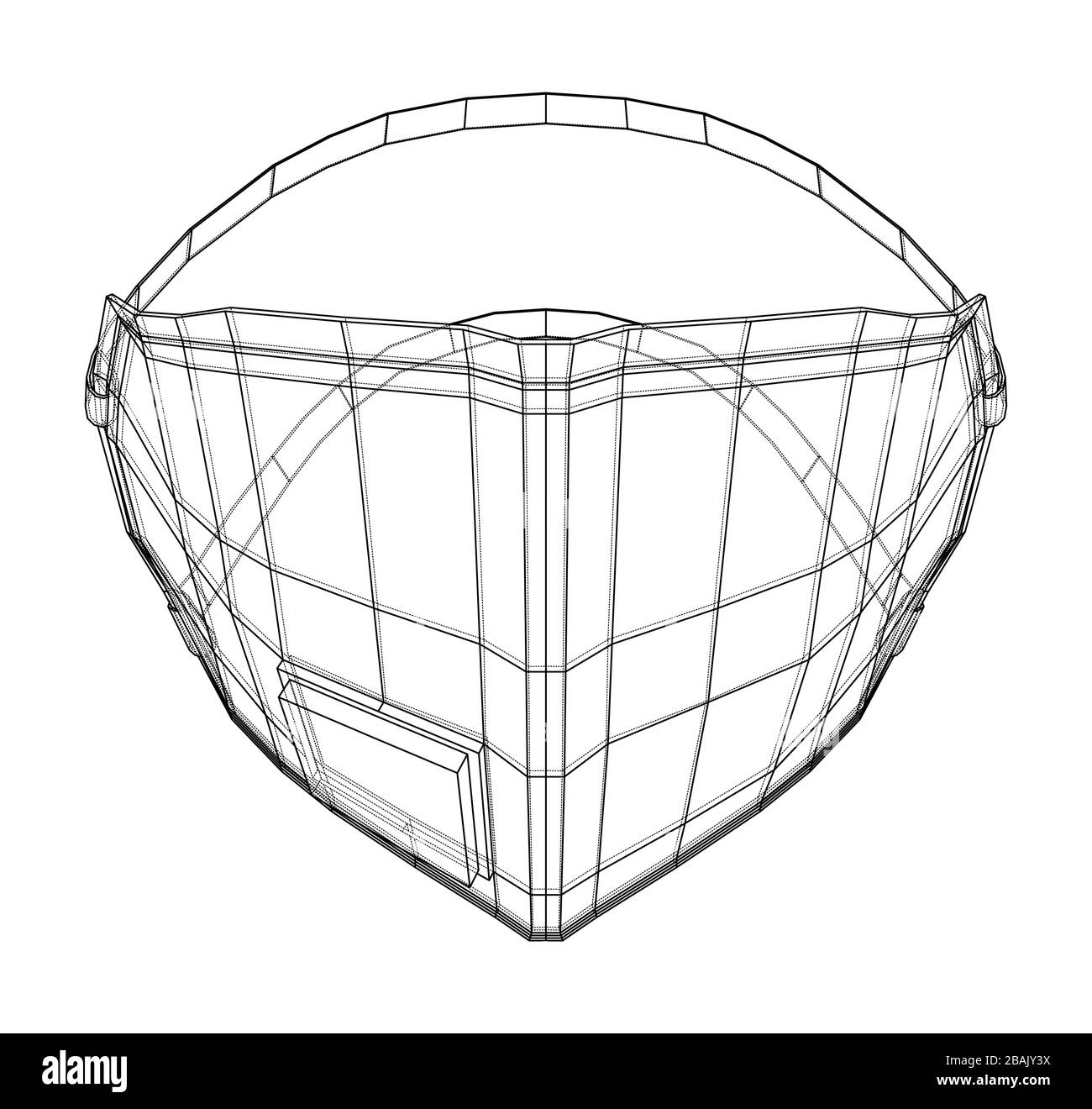 Medical surgical mask. Blueprint style. Vector rendering from 3D model ...