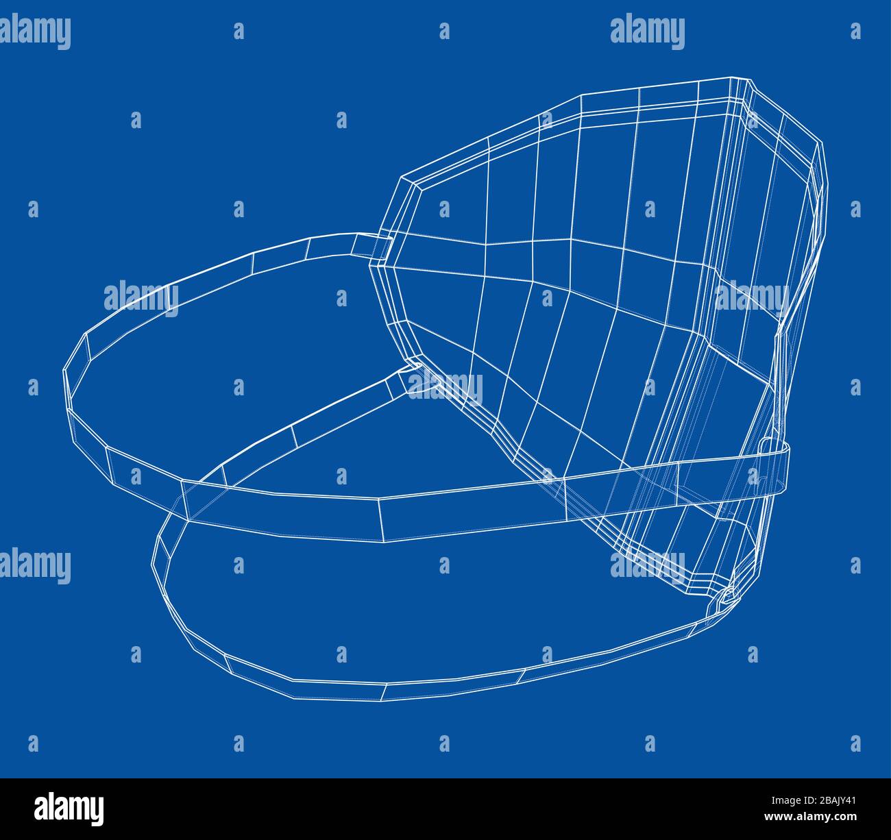 Medical surgical mask. Blueprint style. Vector rendering from 3D model ...