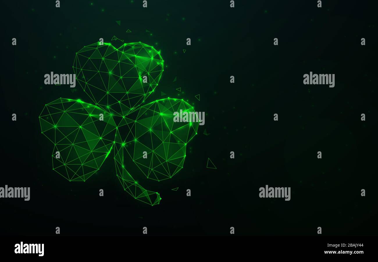 Clover leaf plant form lines, triangles and particle style design Stock ...