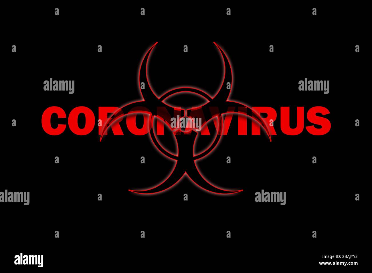 Illustration depicting a biohazard sign and the word coronavirus Stock ...