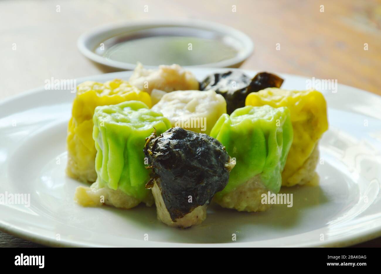 variety steamed Chinese dim sum eat couple with soy sauce Stock Photo ...