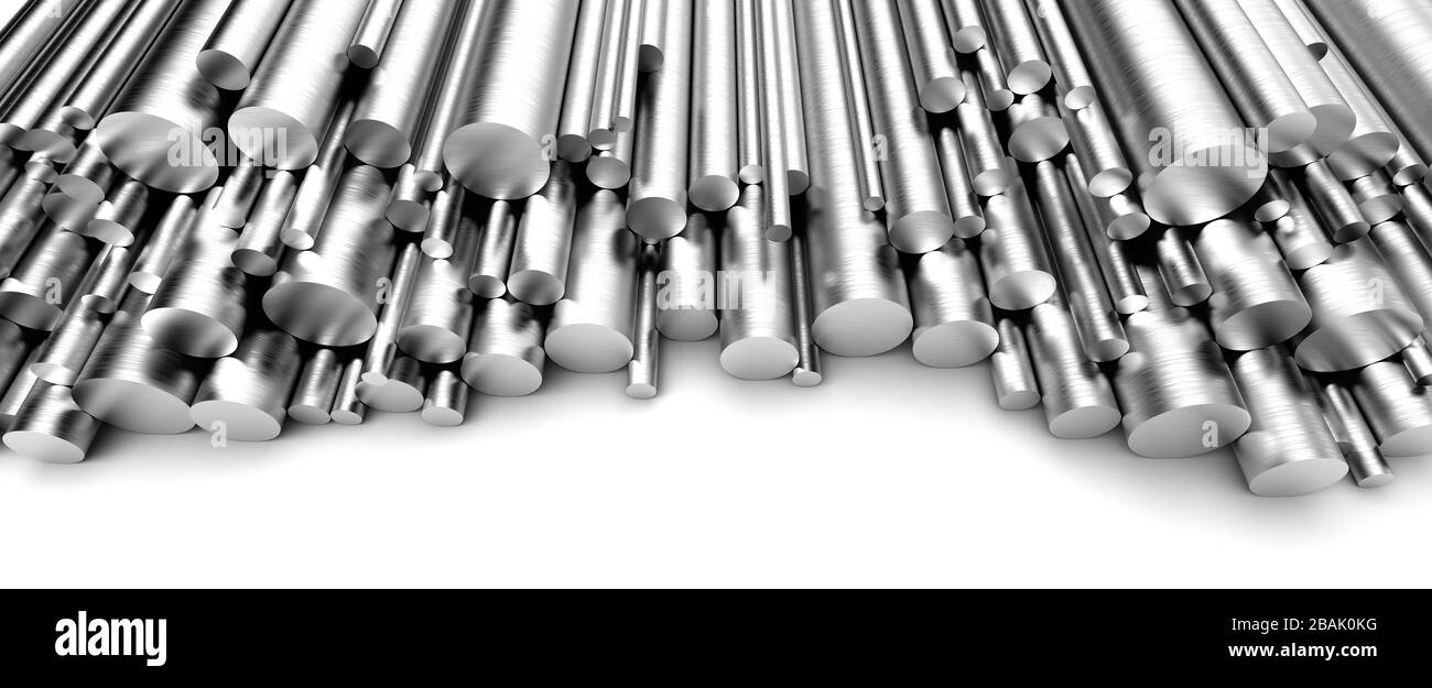 Stainless steel rods on white background Stock Photo - Alamy