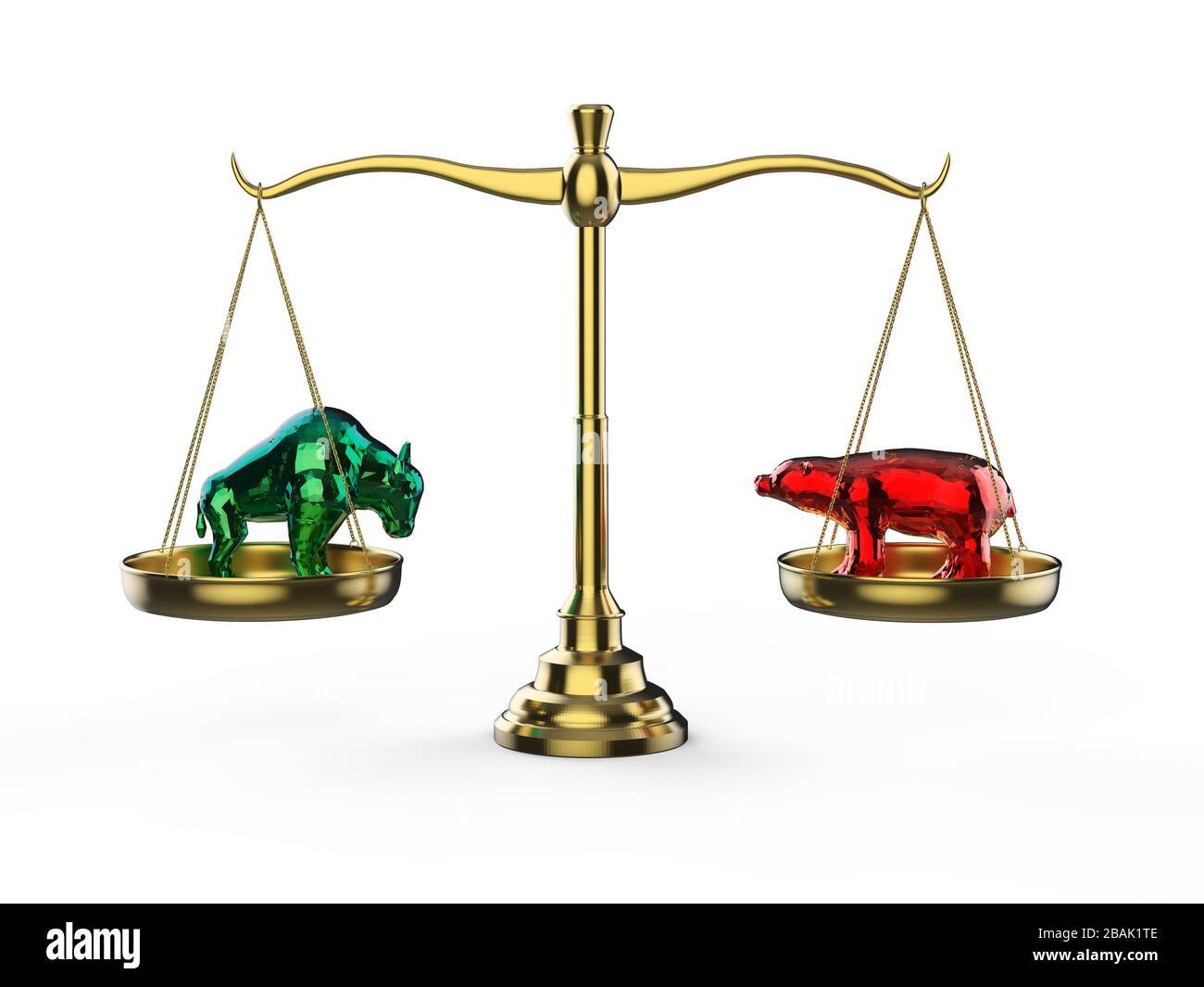 Bull and bear economy concept with 3d rendering bull and bear on scale ...