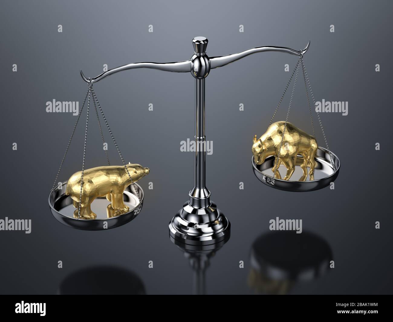 Bull and bear economy concept with 3d rendering bull and bear on scale ...
