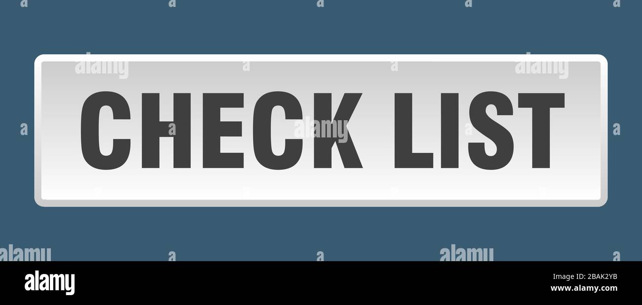 check list button. check list square white push button Stock Vector ...