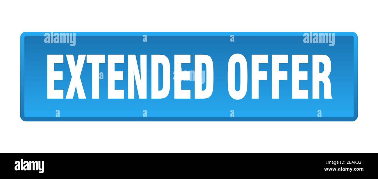 extended offer button. extended offer square blue push button Stock ...