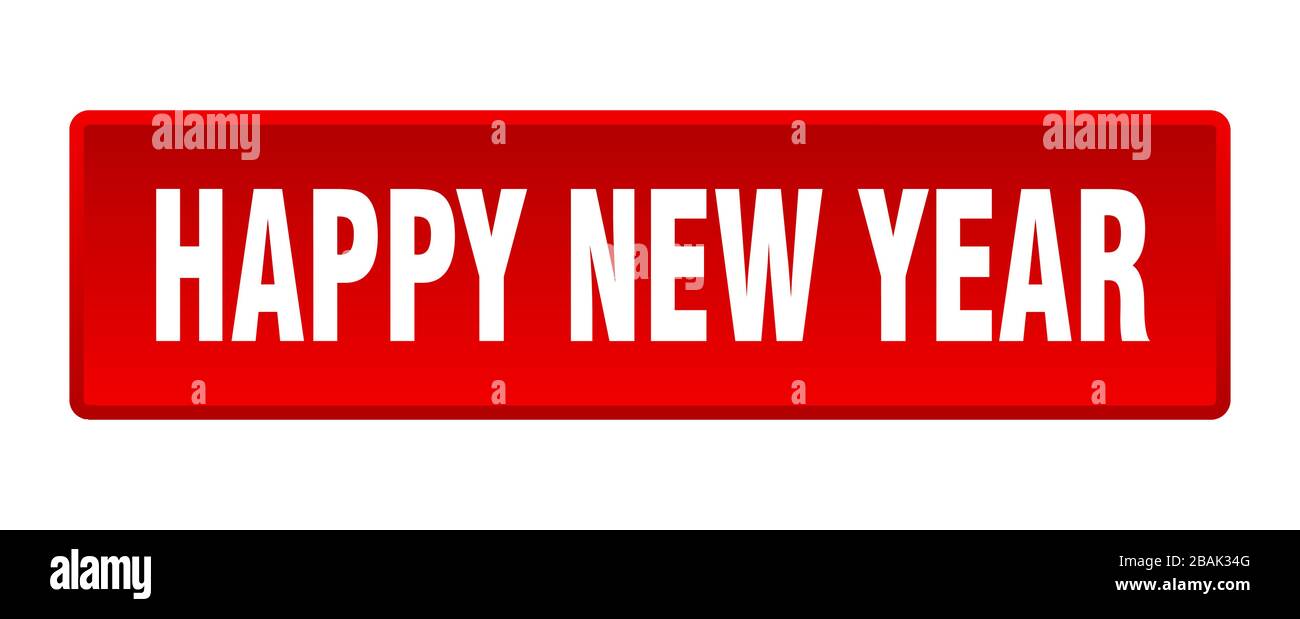 happy new year button. happy new year square red push button Stock ...