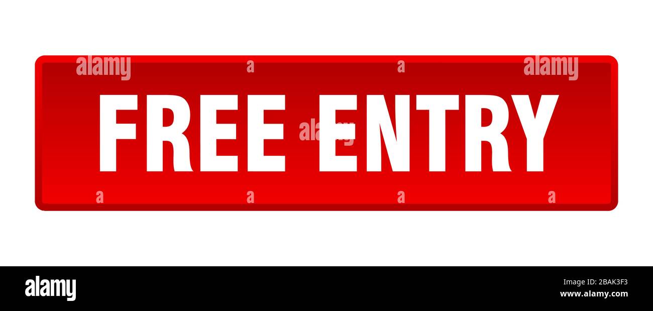 free entry button. free entry square red push button Stock Vector Image ...