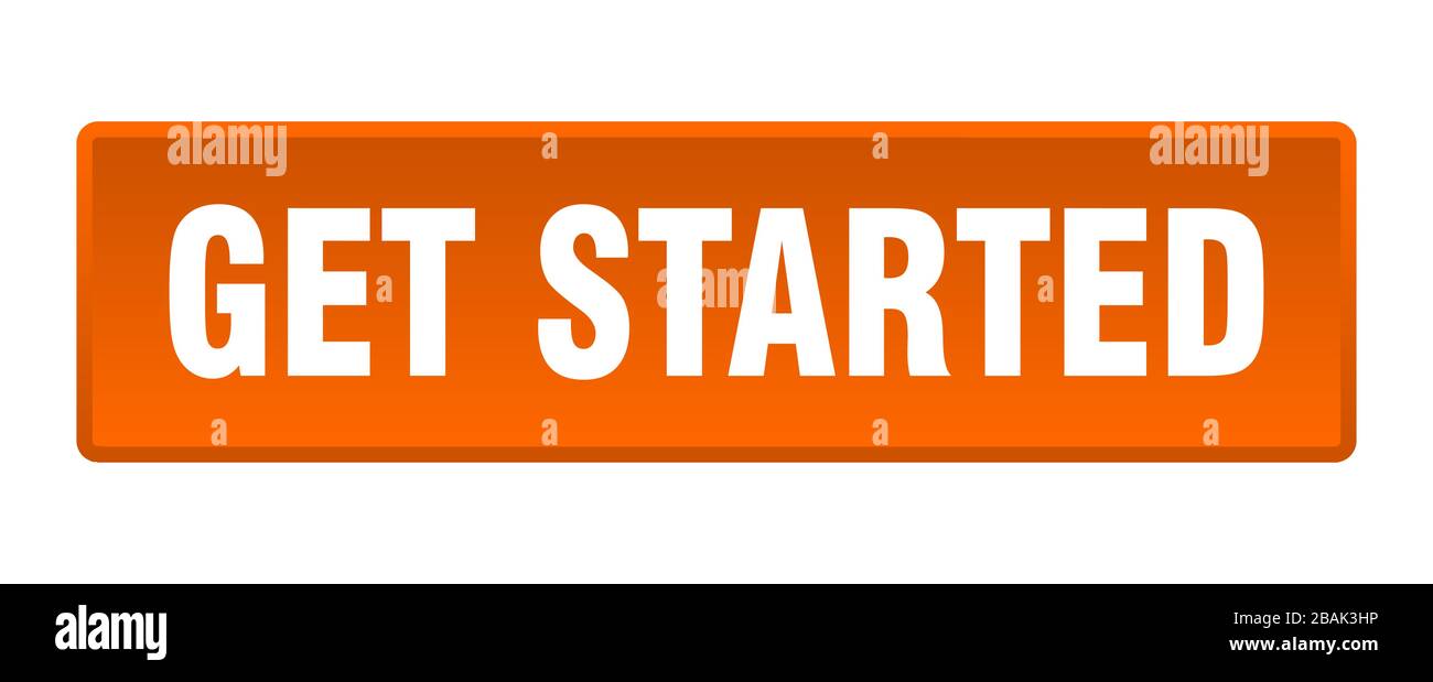 get started button. get started square orange push button Stock Vector ...