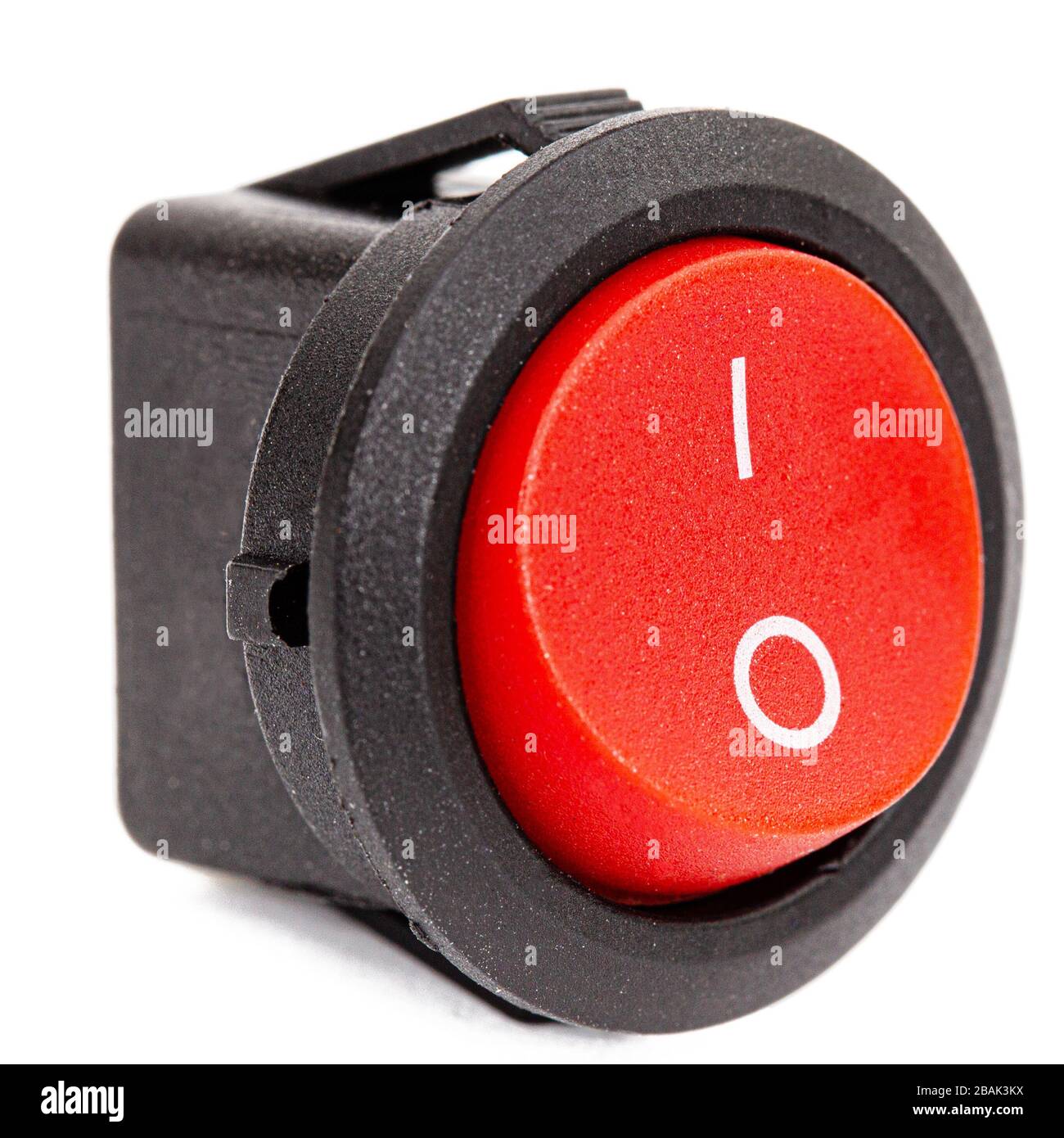 Red power switch, isolated on white background, with clipping path ...