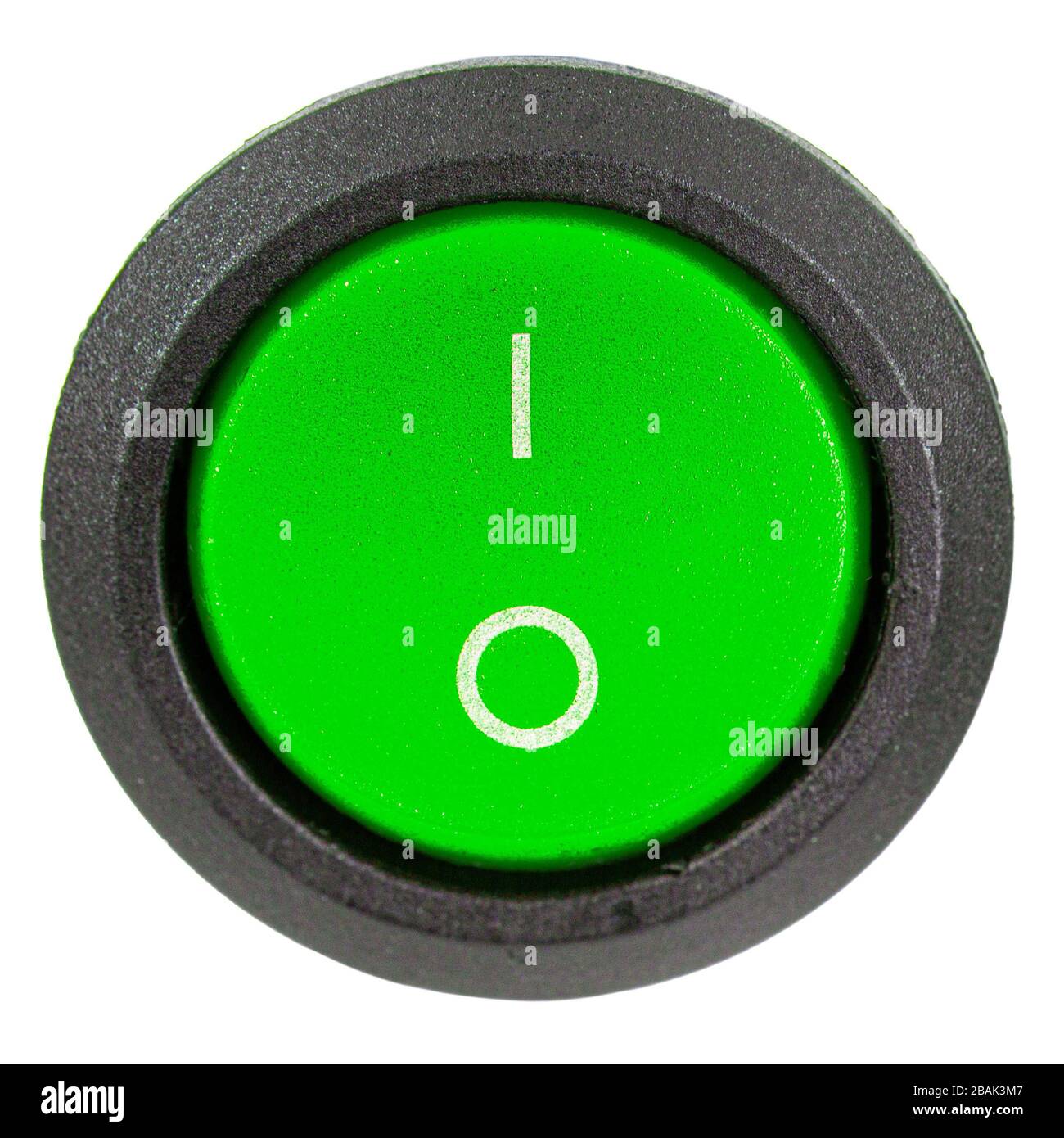 Green power switch, isolated on white background, with clipping path ...