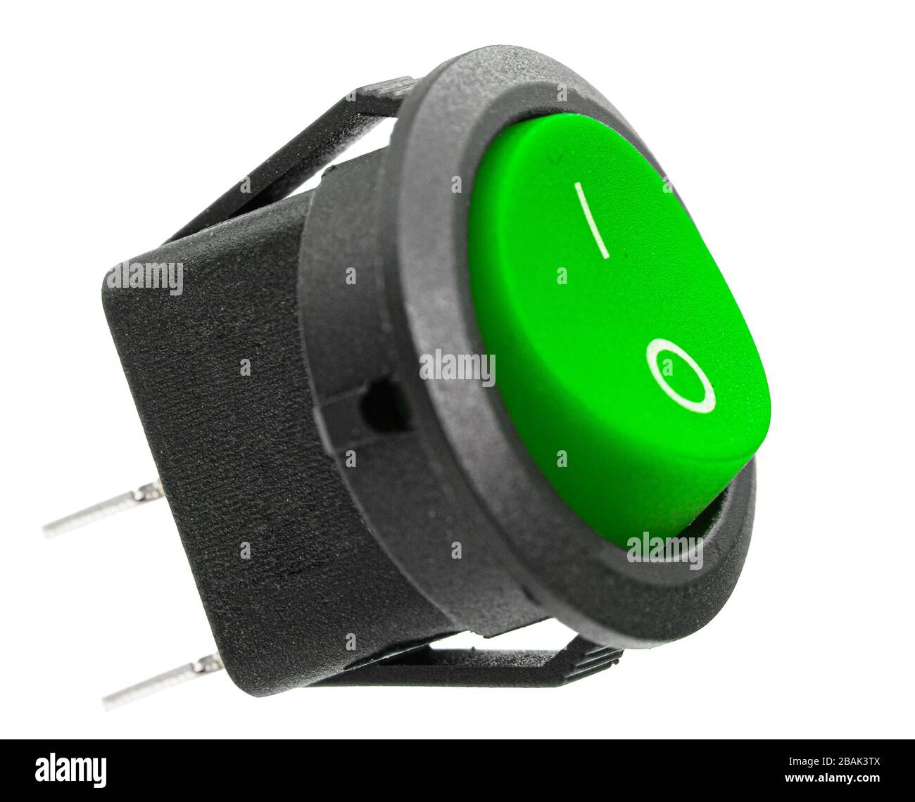 Green power switch, isolated on white background, with clipping path ...