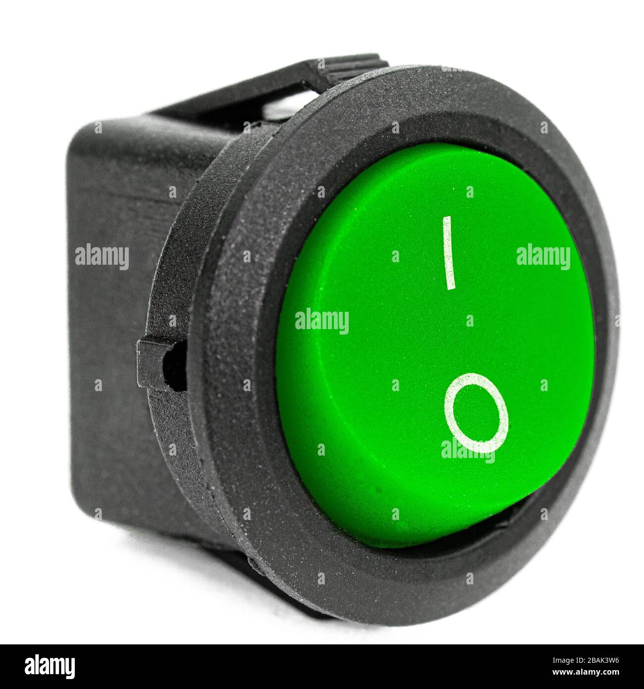 Green power switch, isolated on white background, with clipping path ...