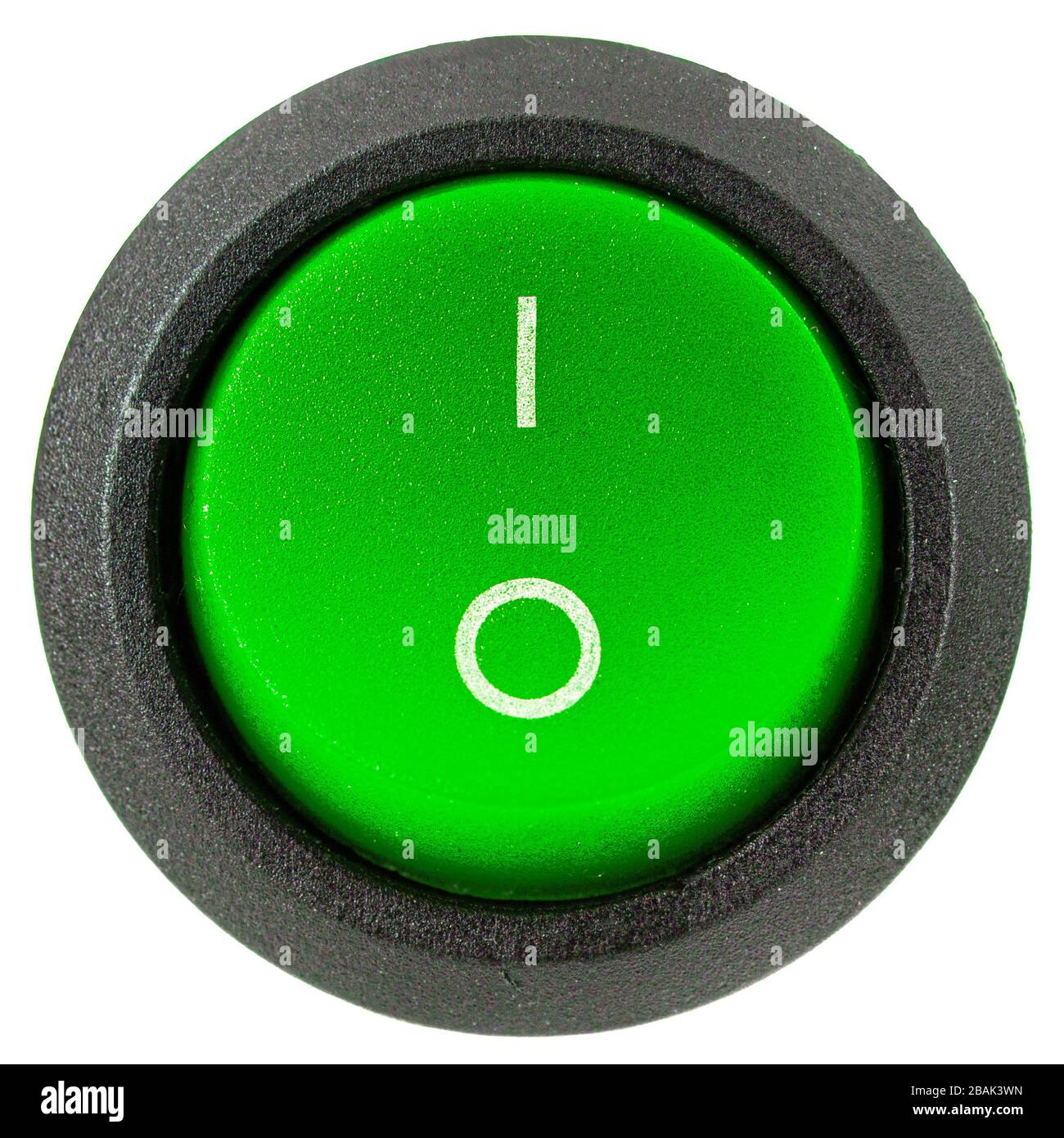 Green power switch, isolated on white background, with clipping path ...