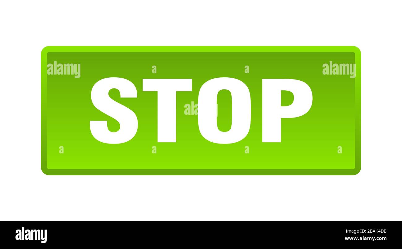 stop button. stop square green push button Stock Vector Image & Art - Alamy