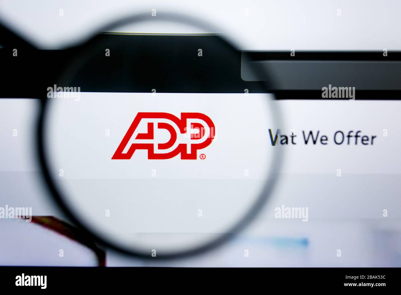 Los Angeles, California, USA - 25 June 2019: Illustrative Editorial of ADP website homepage. ADP ...