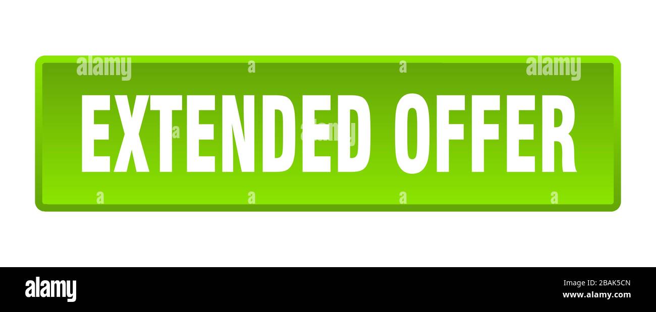 extended offer button. extended offer square green push button Stock ...
