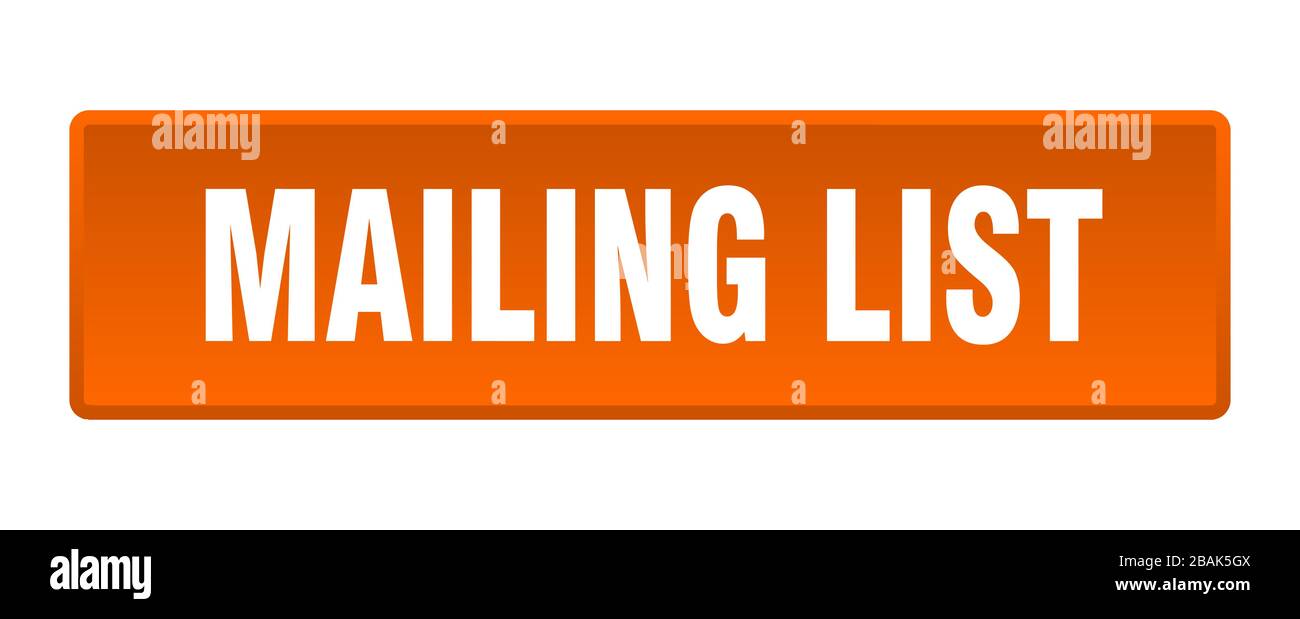 mailing list button. mailing list square orange push button Stock Vector Image & Art - Alamy