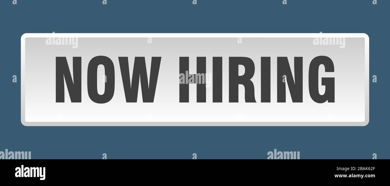 now hiring button. now hiring square white push button Stock Vector ...