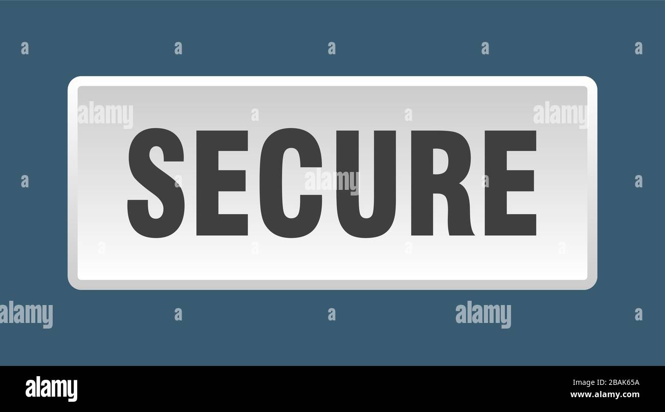 secure button. secure square white push button Stock Vector Image & Art ...