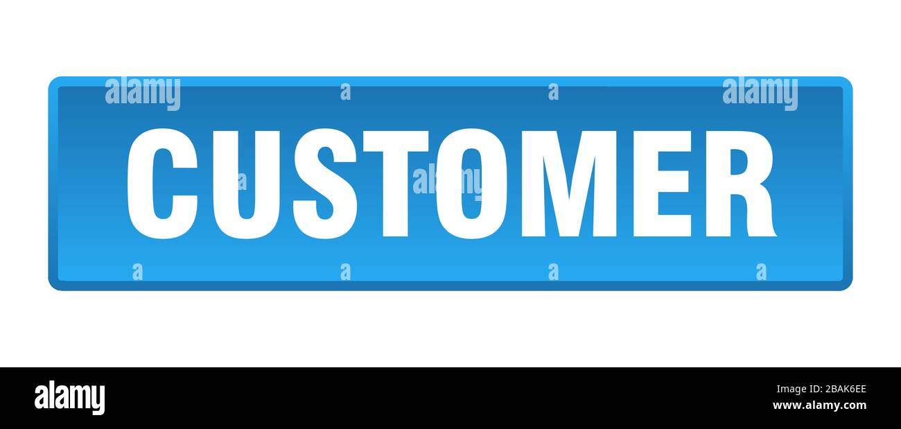 customer button. customer square blue push button Stock Vector Image ...
