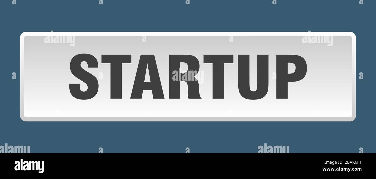 startup button. startup square white push button Stock Vector Image ...