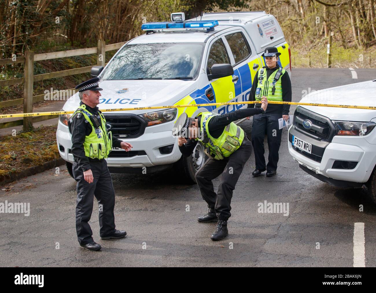 Police at vehicle check point in aysgarth in north yorkshire hi-res ...