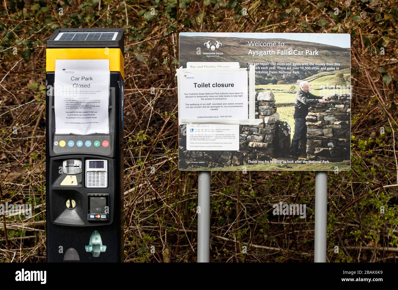 A car park closed sign as police set up a vehicle check point at ...