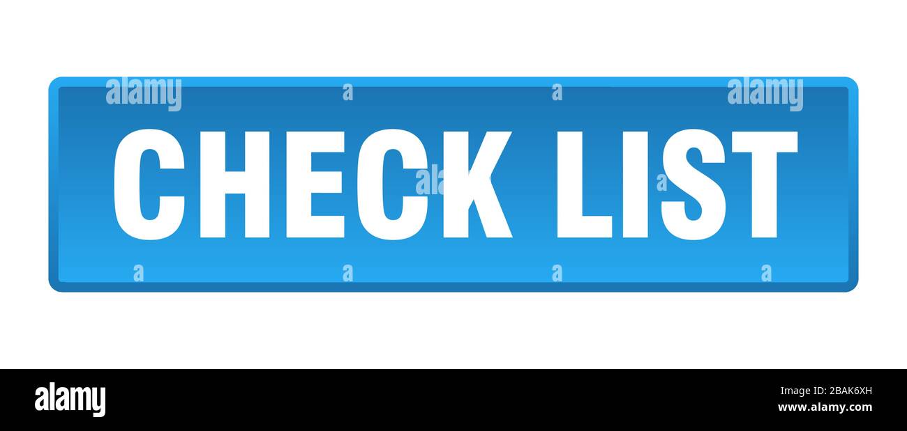 check list button. check list square blue push button Stock Vector Image & Art - Alamy