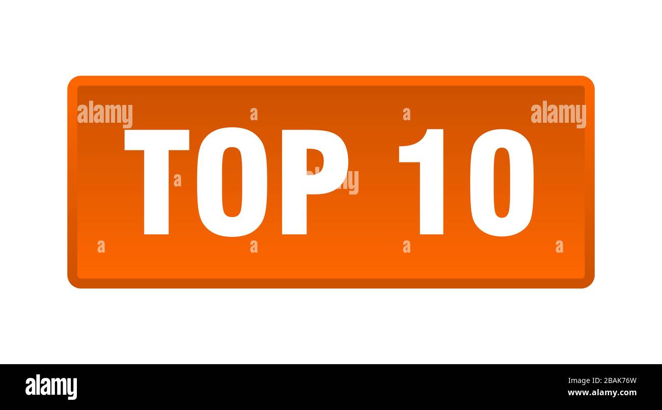 top 10 button. top 10 square orange push button Stock Vector Image ...