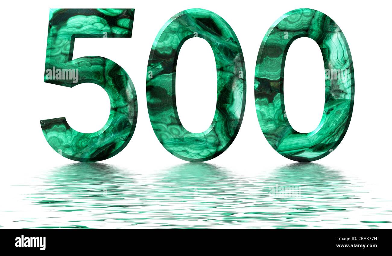Arabic numeral 500, five hundred, from natural green malachite ...