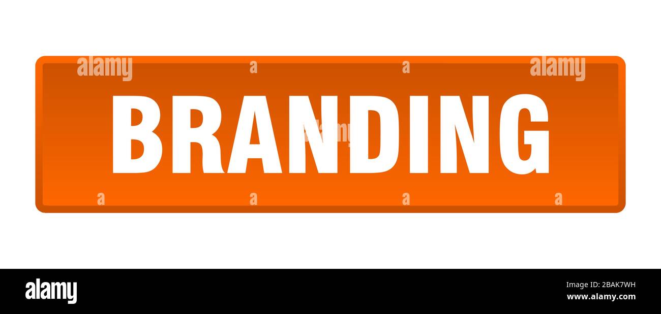 branding button. branding square orange push button Stock Vector Image ...