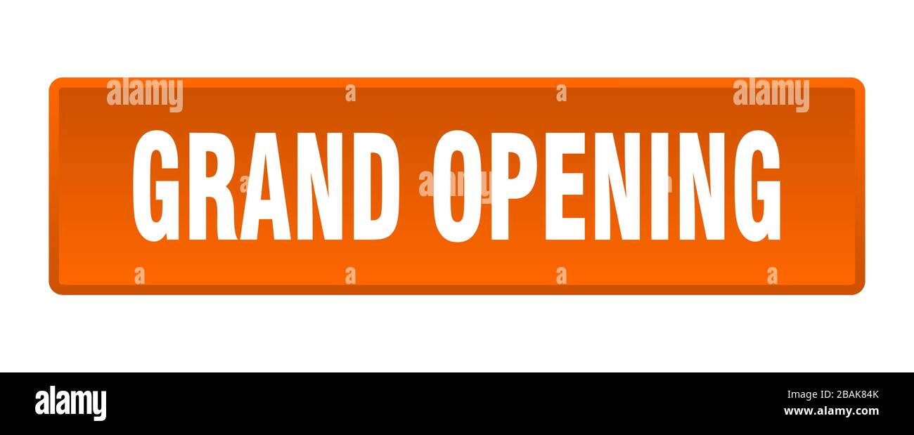 grand opening button. grand opening square orange push button Stock ...