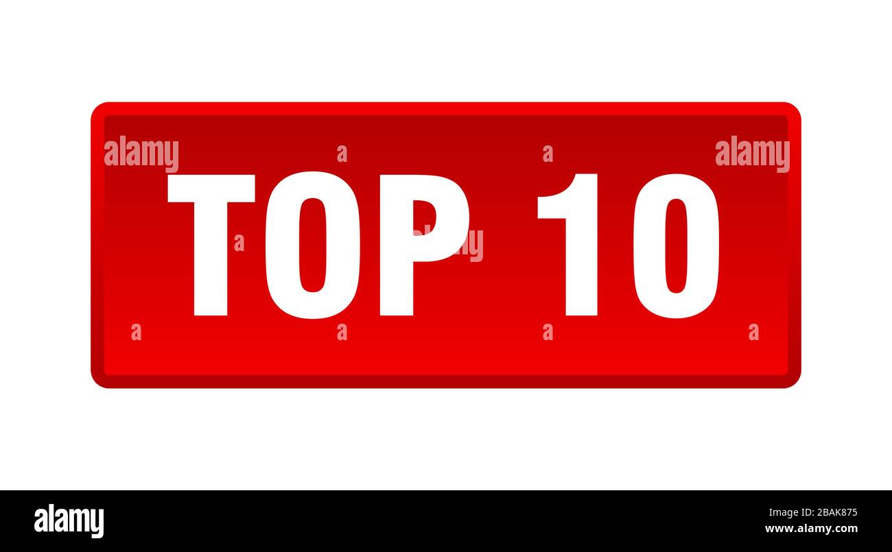 top 10 button. top 10 square red push button Stock Vector Image & Art ...