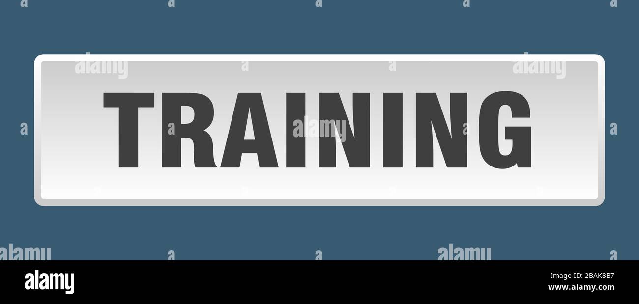 training button. training square white push button Stock Vector Image ...