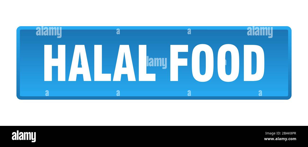 halal food button. halal food square blue push button Stock Vector ...