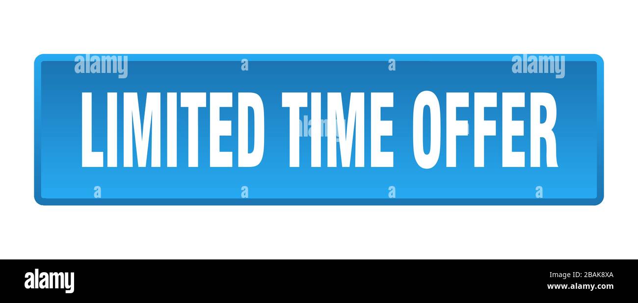limited time offer button. limited time offer square blue push button ...