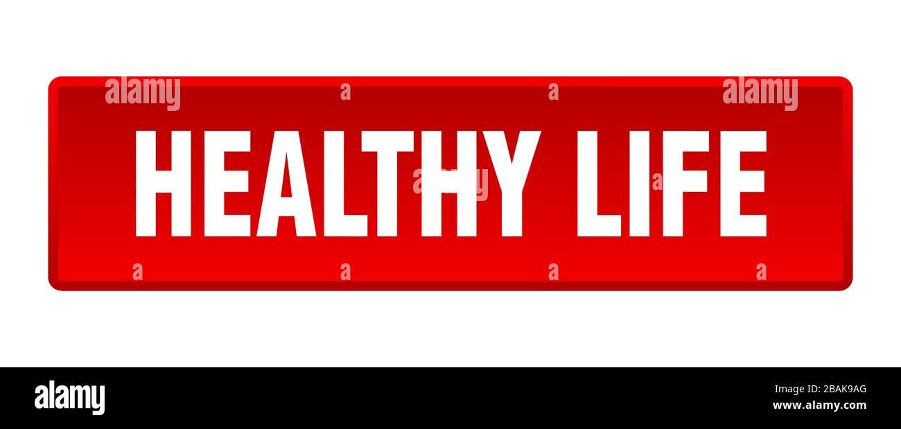 healthy life button. healthy life square red push button Stock Vector ...